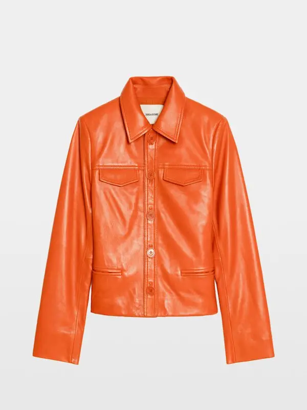 Zadig&Voltaire Liam Leather Jacket - Tangerine