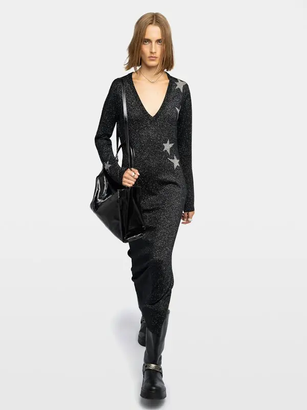 Zadig&Voltaire Stelly Merino Wool Maxi Dress With Star Motif