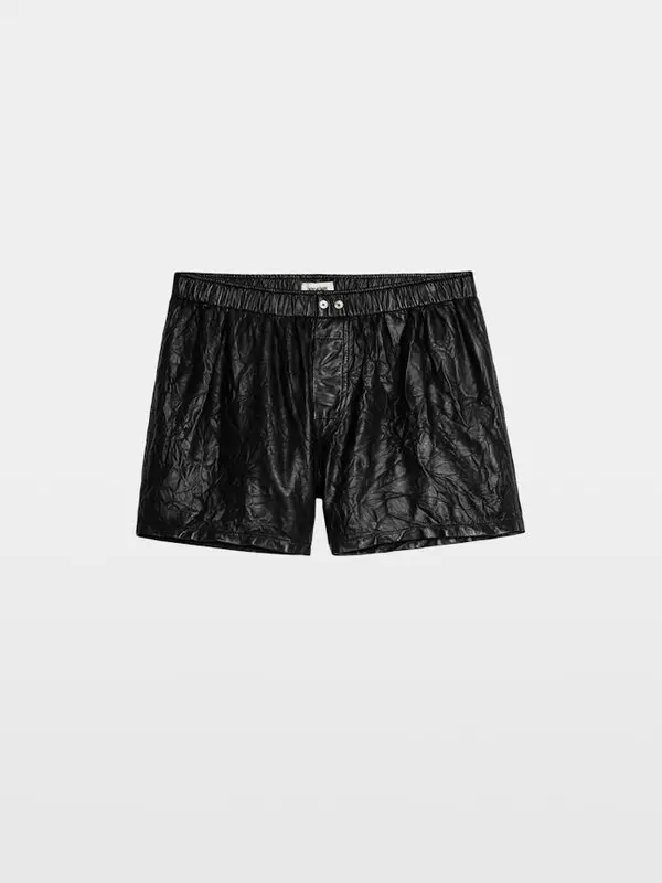 Zadig&Voltaire Pax Crinkled Leather Shorts - Black