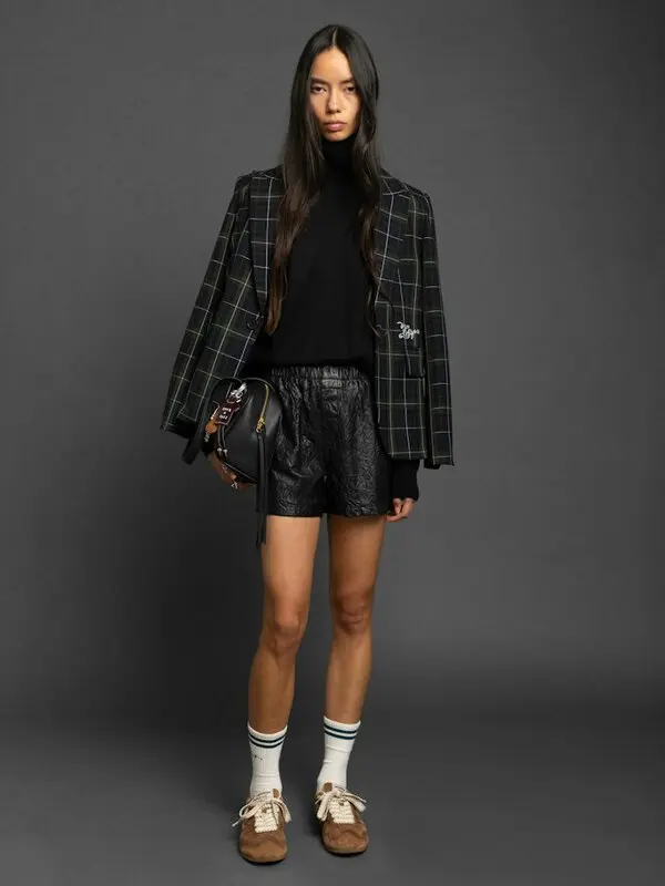 Zadig&Voltaire Pax Crinkled Leather Shorts - Black