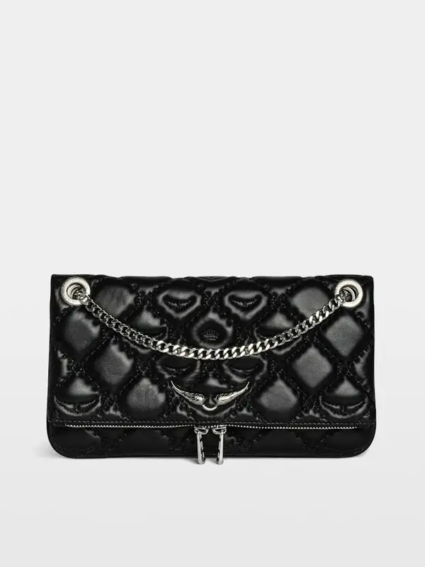 Zadig&Voltaire Rock Ii Quilted Monogram Clutch - Black