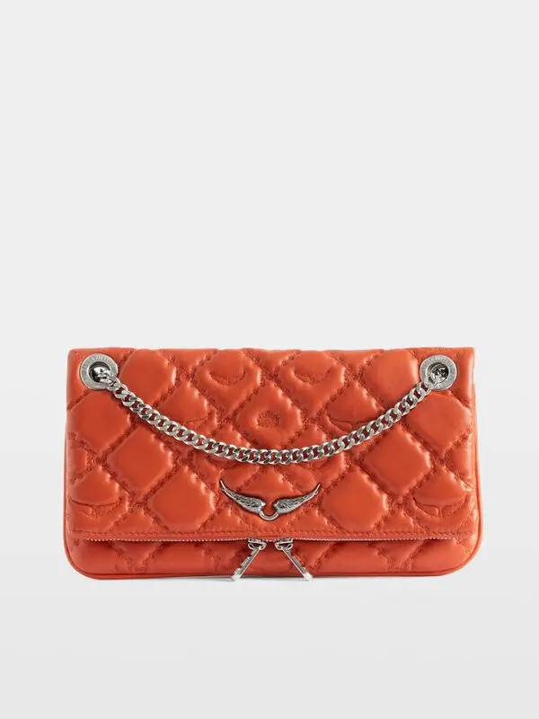 Zadig&Voltaire Rock Ii Quilted Monogram Clutch - Flame