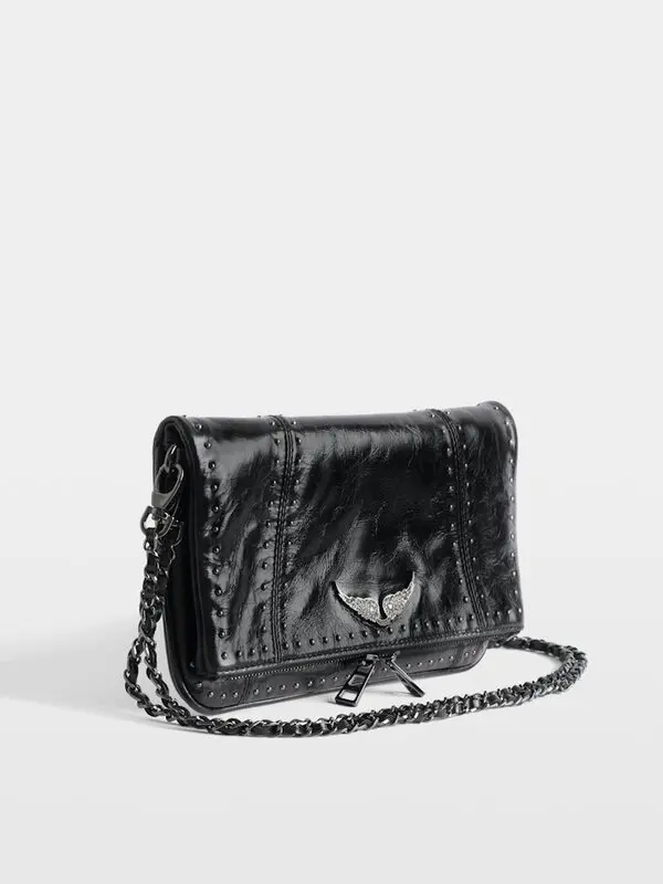 Zadig&Voltaire Rock Vintage Patent Studs Clutch - Black