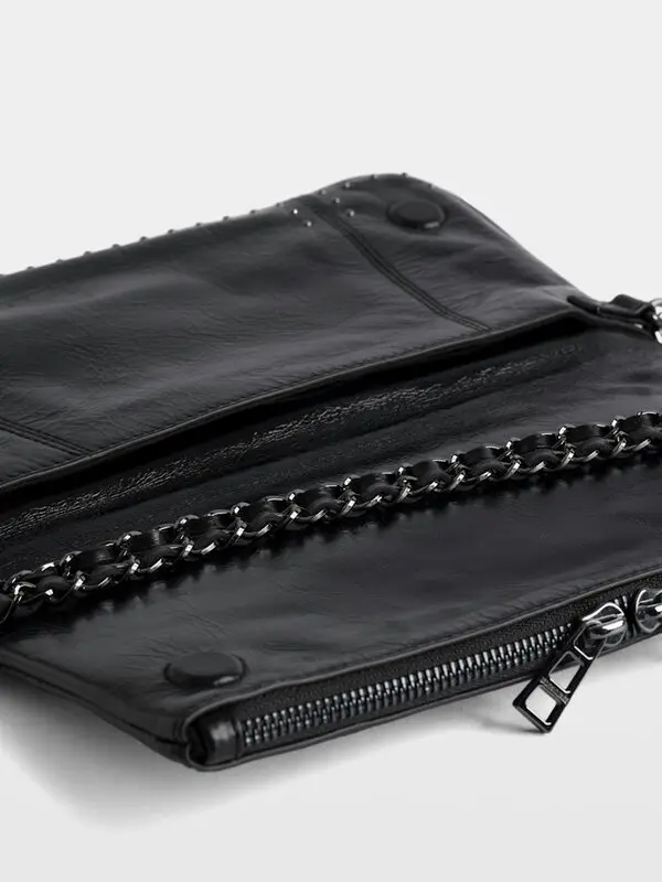Zadig&Voltaire Rock Vintage Patent Studs Clutch - Black