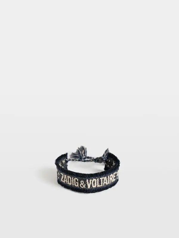 Zadig&Voltaire Embroidered Woven Bracelet With Tassels - Denim