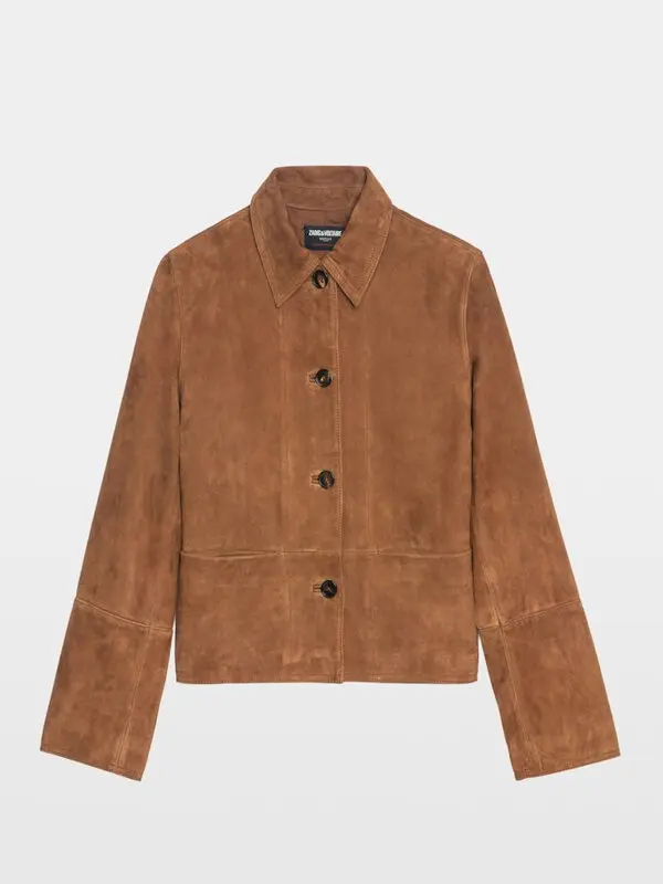 Zadig&Voltaire Lessa Cropped Suede Jacket - Cognac
