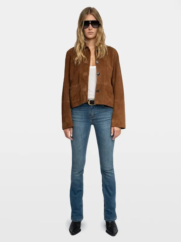 Zadig&Voltaire Lessa Cropped Suede Jacket - Cognac
