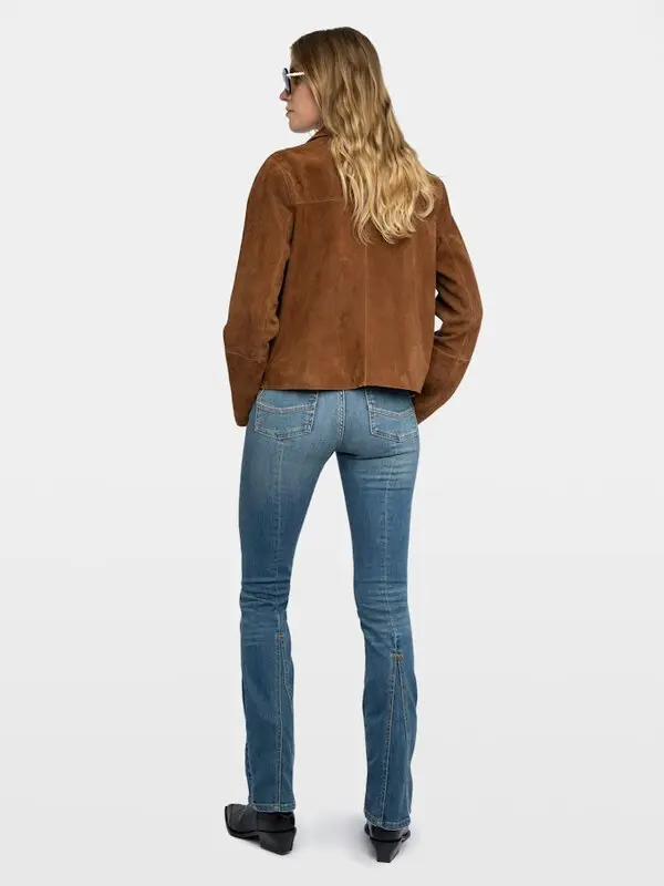Zadig&Voltaire Lessa Cropped Suede Jacket - Cognac
