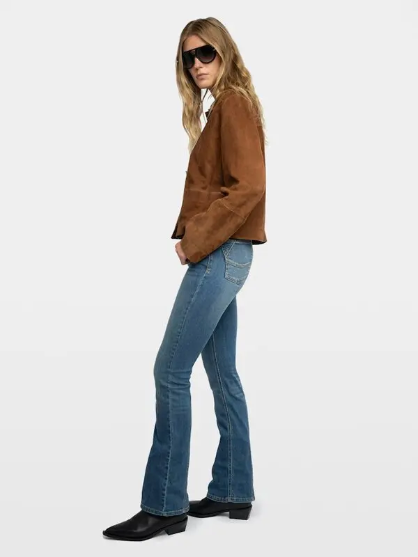 Zadig&Voltaire Lessa Cropped Suede Jacket - Cognac