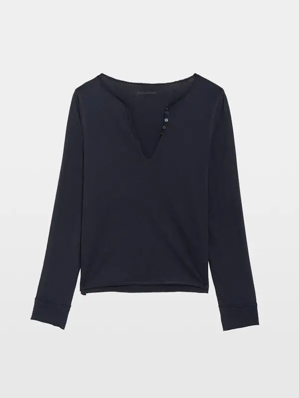 Zadig&Voltaire Long Sleeve Henley T-shirt - Encre