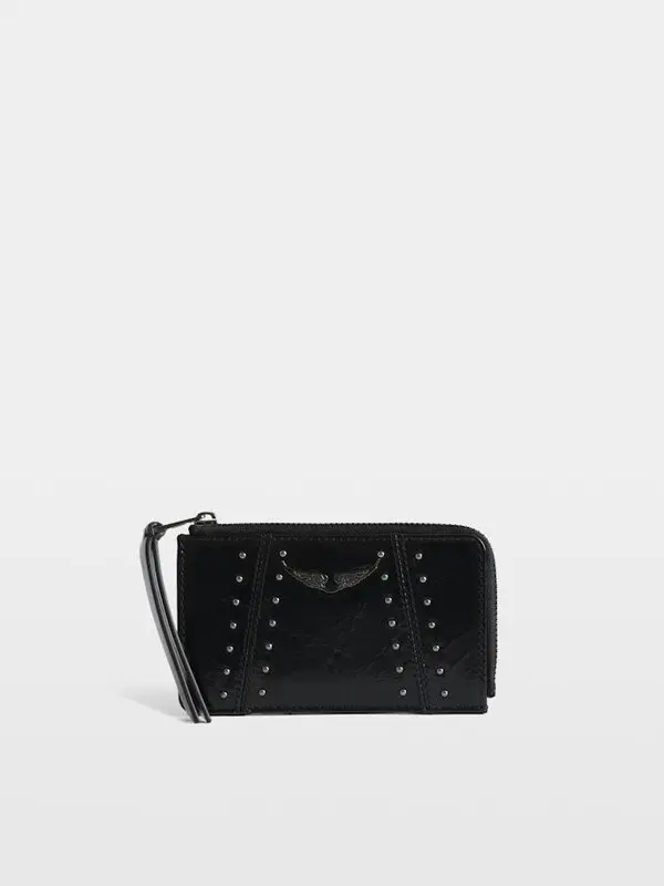 Zadig&Voltaire Zv Vintage Patent Studs Cardholder - Black