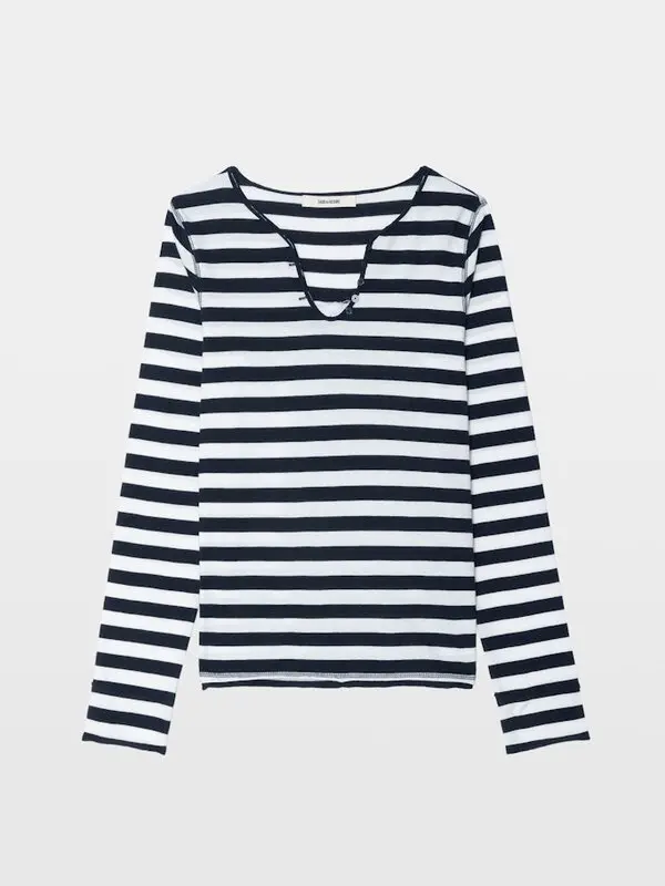 Zadig&Voltaire Striped Henley T-shirt - Encre