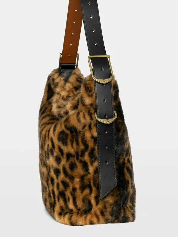 Zadig&Voltaire Leopard Faux Fur Hobo Bag