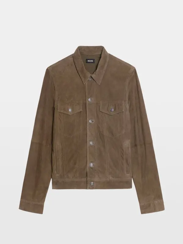Zadig&Voltaire Bases Suede Leather Jacket - Moss