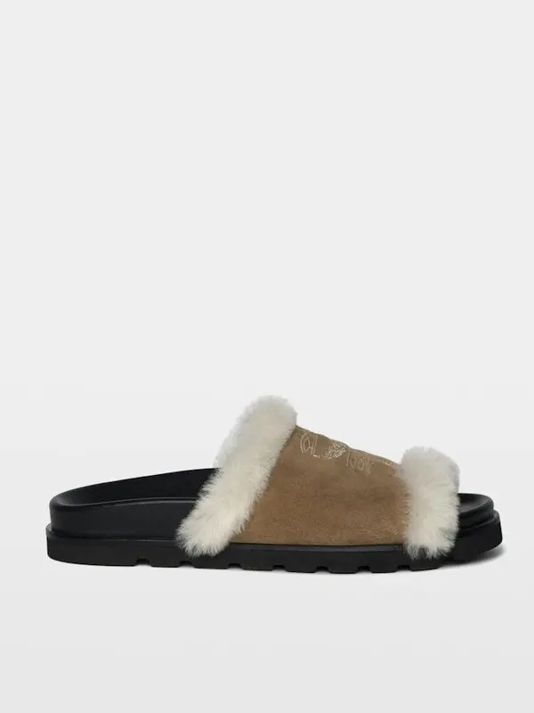 Zadig&Voltaire Teddy Shearling Open Mules - Cognac