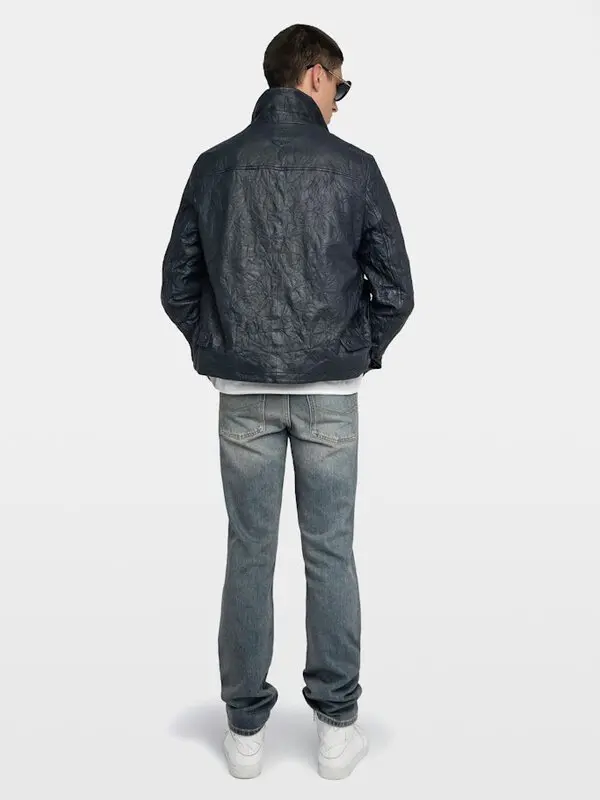 Zadig&Voltaire Loumy Crinkled Leather Jacket - Encre