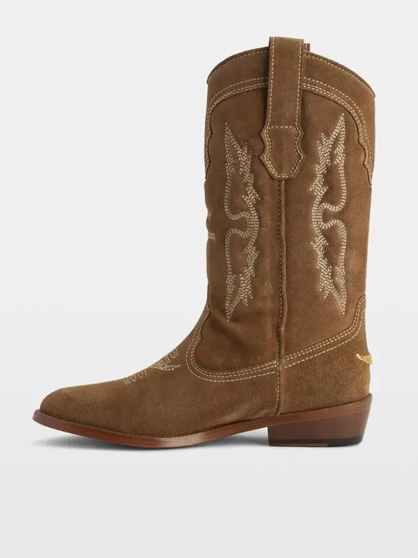 Zadig&Voltaire Tex Western Suede Boots - Cognac