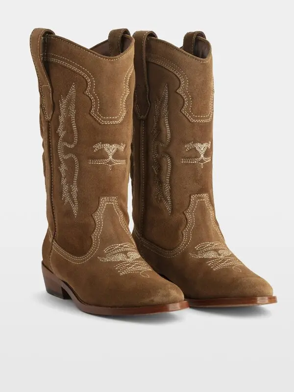 Zadig&Voltaire Tex Western Suede Boots - Cognac