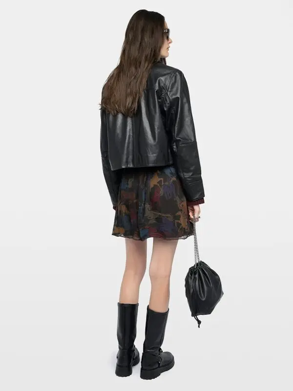 Zadig&Voltaire Printed Short Chiffon Skirt - Dark Chocolate