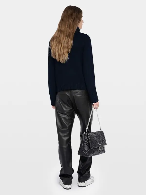 Zadig&Voltaire Nalma Cashmere High-collar Sweater With Jewel Buttons - Encre