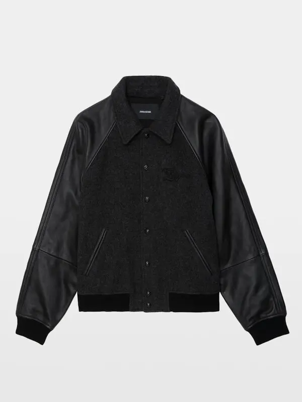 Zadig&Voltaire Benjy Bi-material Bomber Jacket - Anthracite