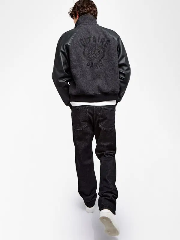 Zadig&Voltaire Benjy Bi-material Bomber Jacket - Anthracite