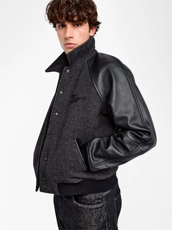 Zadig&Voltaire Benjy Bi-material Bomber Jacket - Anthracite