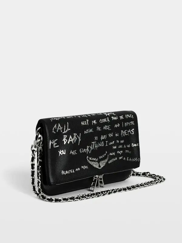Zadig&Voltaire Rock Graffiti Leather Clutch - Black