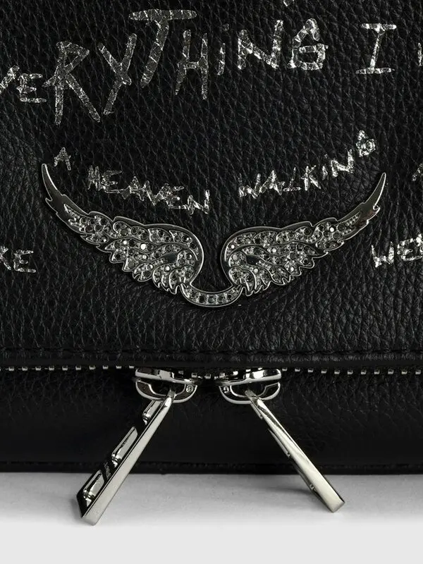 Zadig&Voltaire Rock Graffiti Leather Clutch - Black