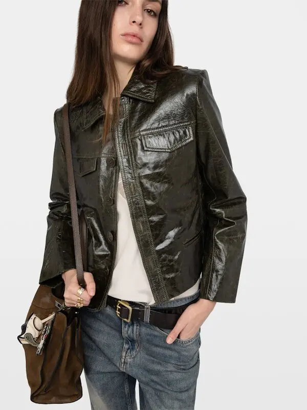 Zadig&Voltaire Liam Leather Jacket - Tilleul