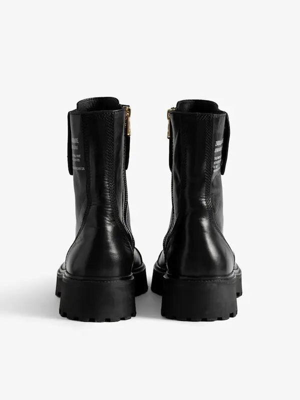 Zadig&Voltaire Smooth Leather Combat Boots
