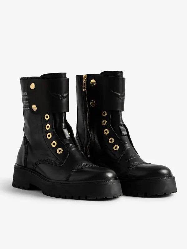Zadig&Voltaire Smooth Leather Combat Boots