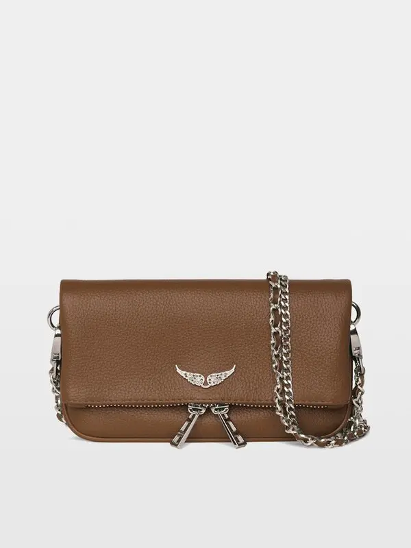 Zadig&Voltaire Rock Mini Clutch In Grained Leather With Chain Straps - Heritage