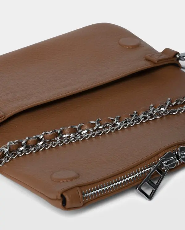 Zadig&Voltaire Rock Mini Clutch In Grained Leather With Chain Straps - Heritage
