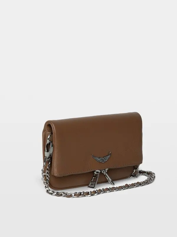 Zadig&Voltaire Rock Mini Clutch In Grained Leather With Chain Straps - Heritage