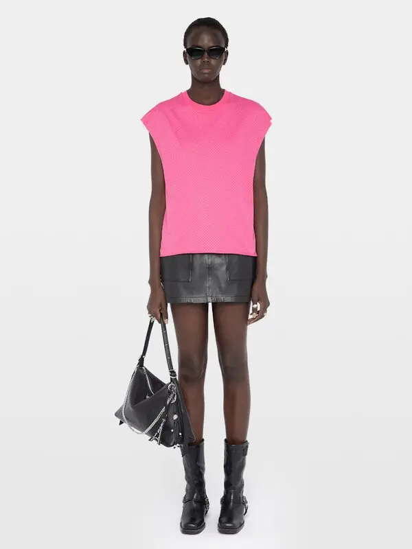 Zadig&Voltaire Cloe Rhinestone Cotton Tank Top - Lady