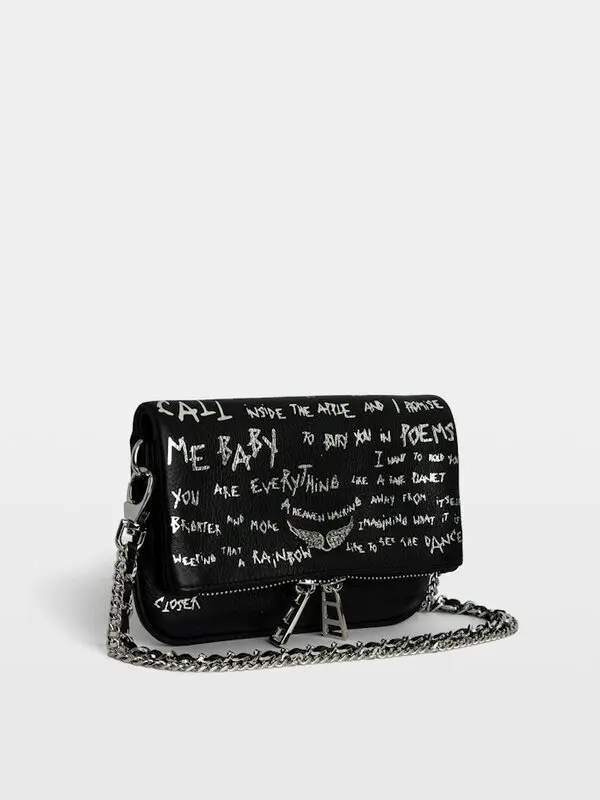 Zadig&Voltaire Rock Mini Clutch With Graffiti Print - Black