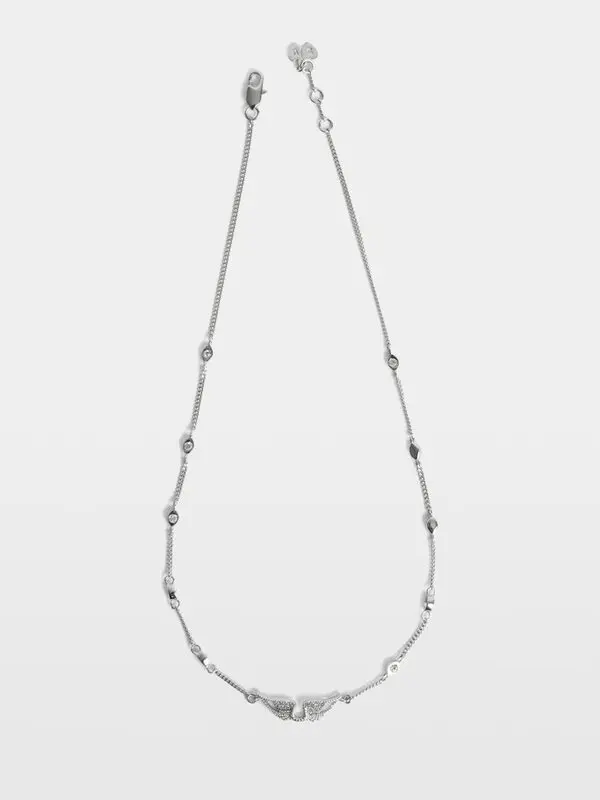 Zadig&Voltaire Chain Necklace With Wing Pendant - Shiny Silver