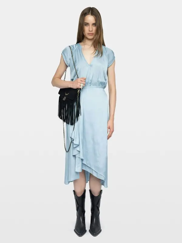Zadig&Voltaire Randall Asymmetric Ruffled Midi Dress - Cloud