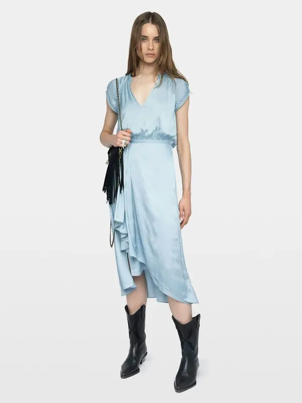 Zadig&Voltaire Randall Asymmetric Ruffled Midi Dress - Cloud