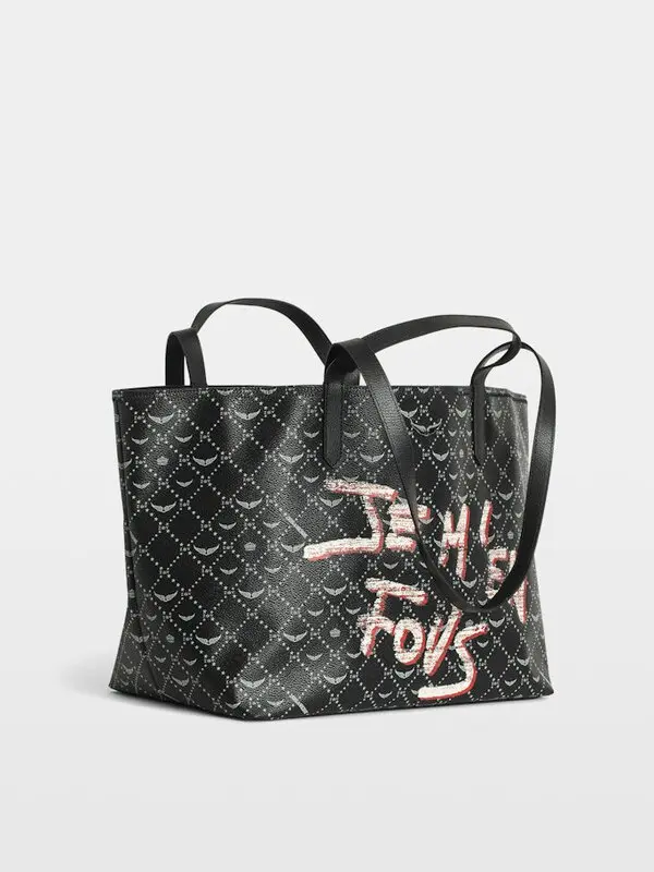 Zadig&Voltaire Z Monogram Xl Shopper Graffiti Bag - Black