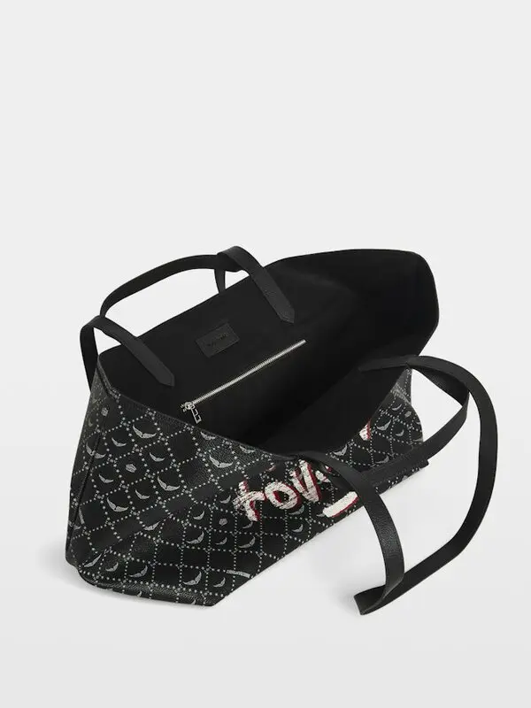 Zadig&Voltaire Z Monogram Xl Shopper Graffiti Bag - Black