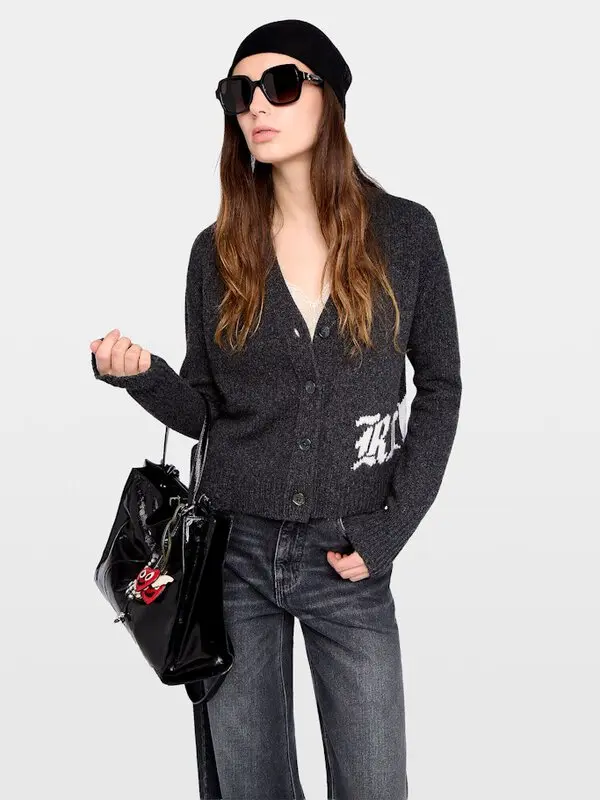 Zadig&Voltaire Masy Merino Wool Cardigan - Anthracite