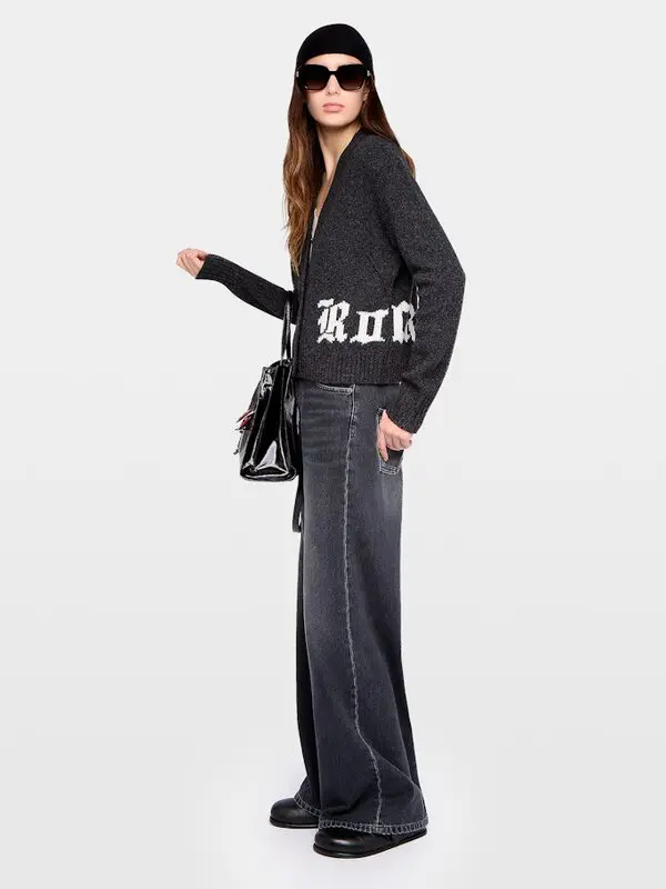 Zadig&Voltaire Masy Merino Wool Cardigan - Anthracite