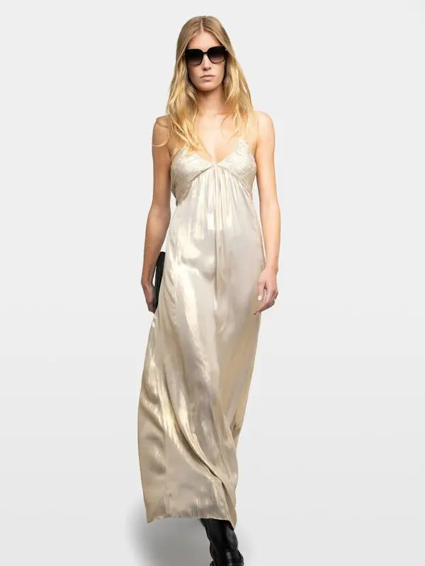 Zadig&Voltaire Rayonne Satin Maxi Dress - Gold