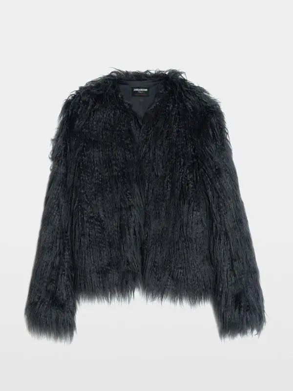 Zadig&Voltaire Freddie Curly Faux Fur Coat - Anthracite