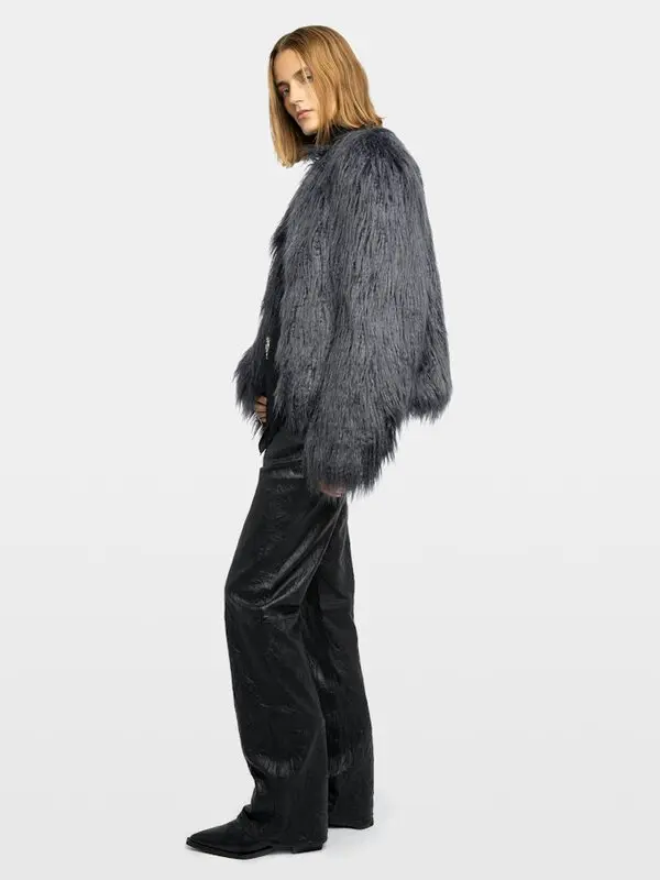 Zadig&Voltaire Freddie Curly Faux Fur Coat - Anthracite