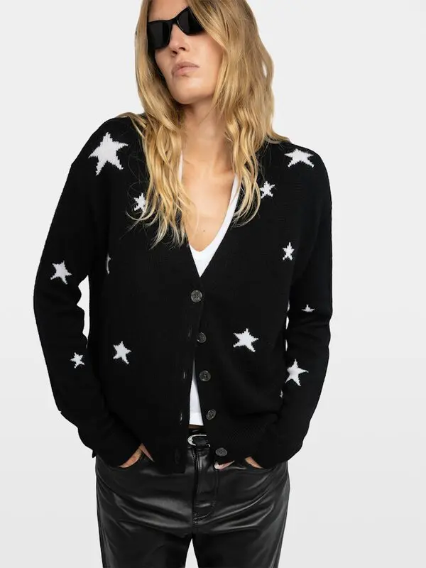 Zadig&Voltaire Mirka Stars Cashmere Cardigan - Black