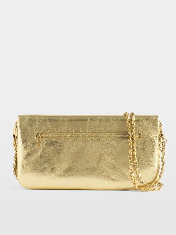Zadig&Voltaire Metallic Leather Clutch With Rhinestone Wings - Gold