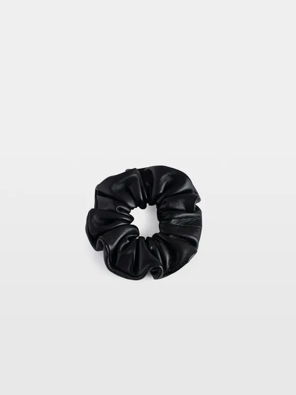 Zadig&Voltaire Chouchou Leather Scrunchie With Gold Wings Motif